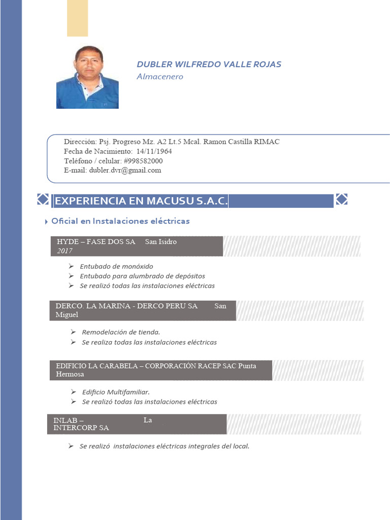 CV Valle Rojas Dubler | PDF