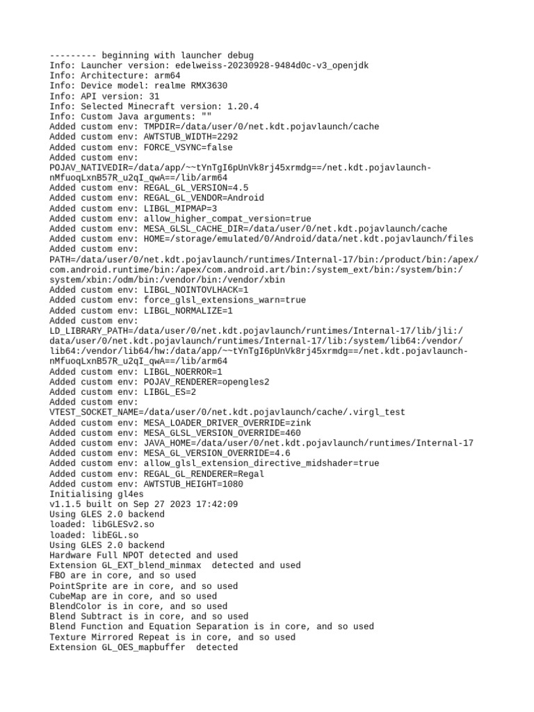 PojavLauncher Debug Log Analysis | PDF