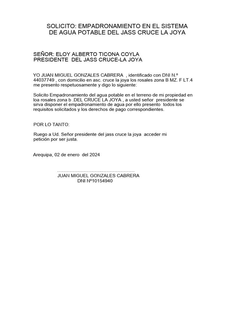 Solicitud Jass | PDF