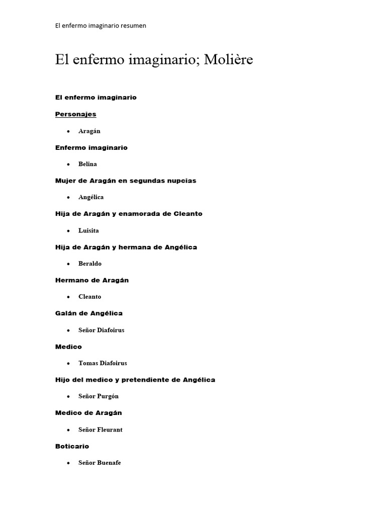 El Enfermo Imaginario | PDF