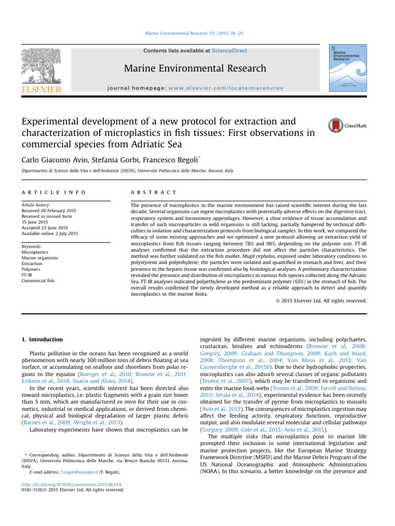 Marine Environmental Research: Carlo Giacomo Avio, Stefania Gorbi ...