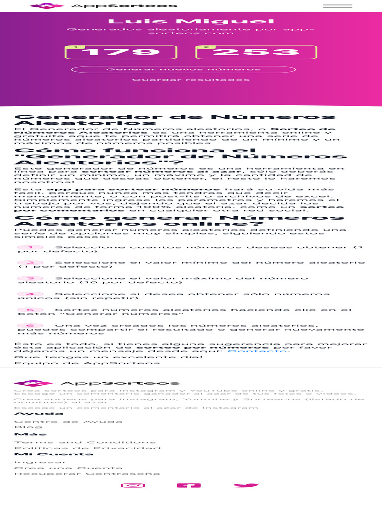 AppSorteos - Generador de Números Aleatorios | PDF