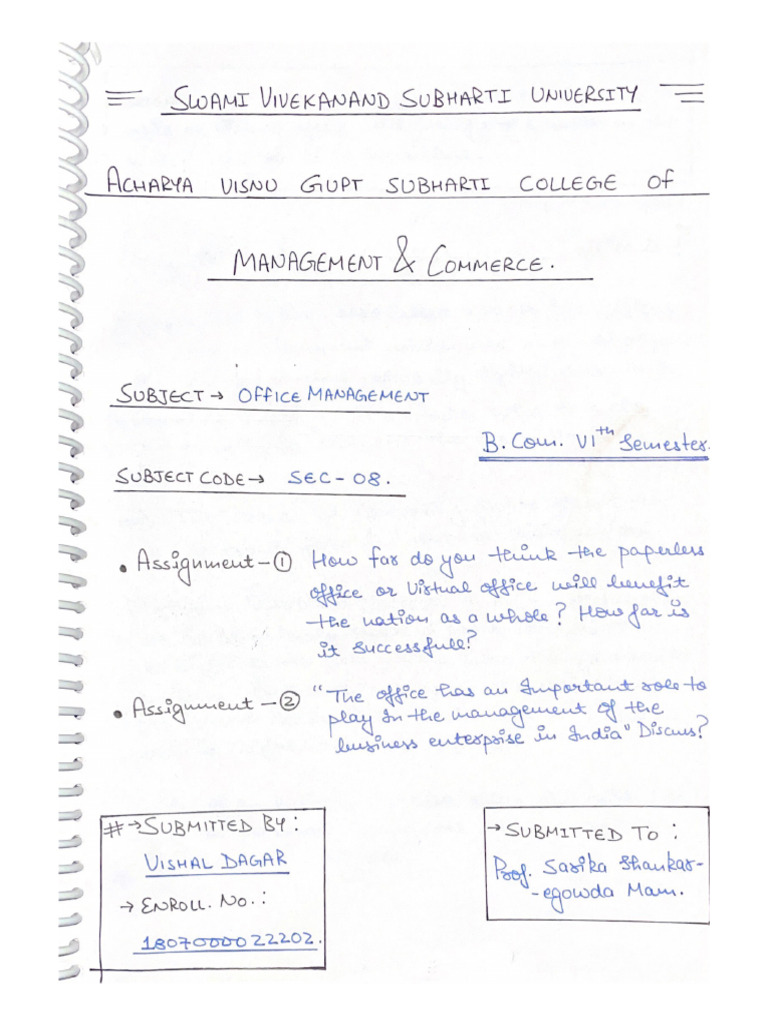 Office Management Assignment | PDF