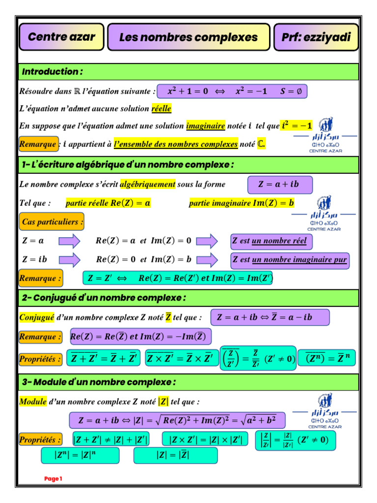 Nombres Complexes1-2 | PDF | Nombre complexe | Théorie des groupes