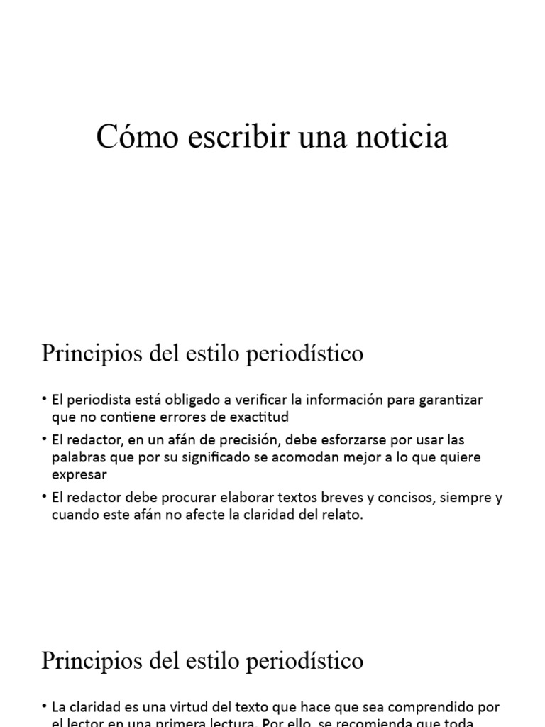 GIN - Cómo Escribir Una Noticia | PDF | Información | Predicado (Gramática)