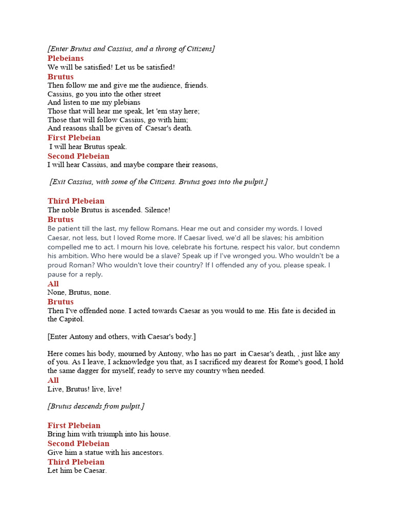 Script | PDF | Julius Caesar | Mark Antony