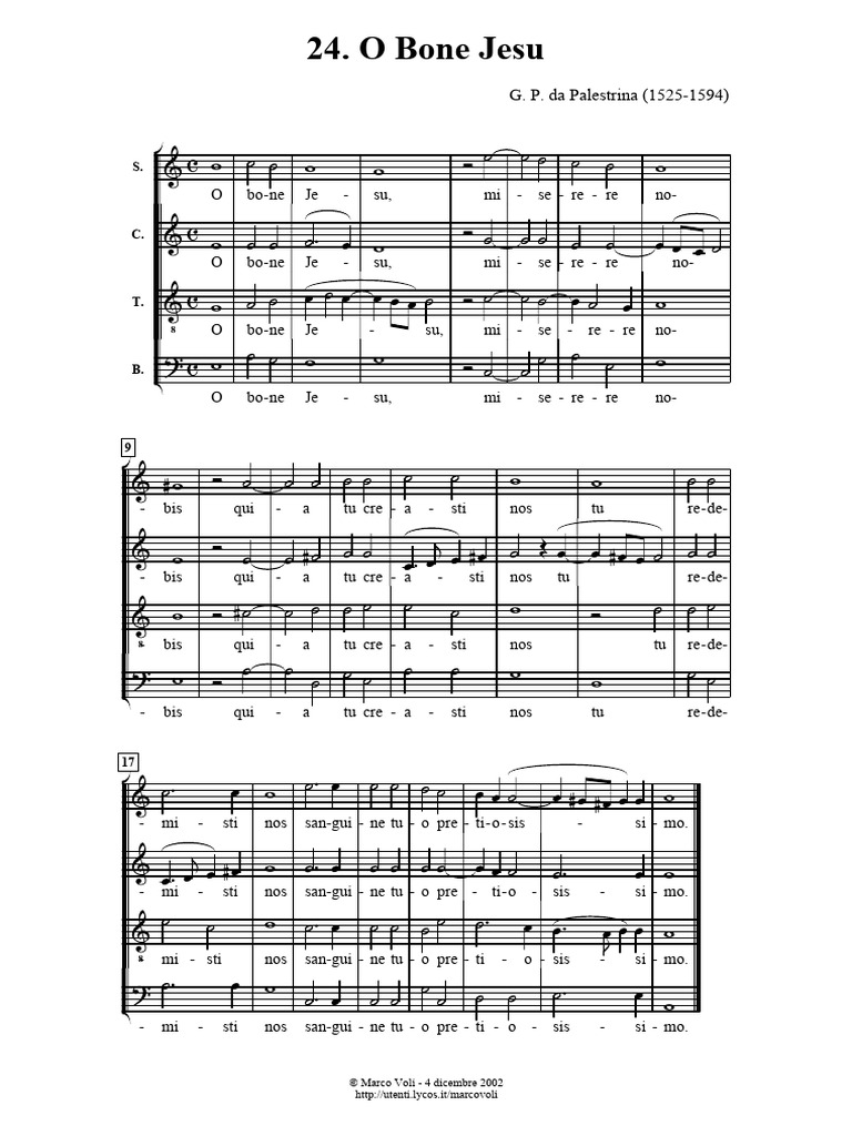 Palestrina - O Bone Jesu | PDF