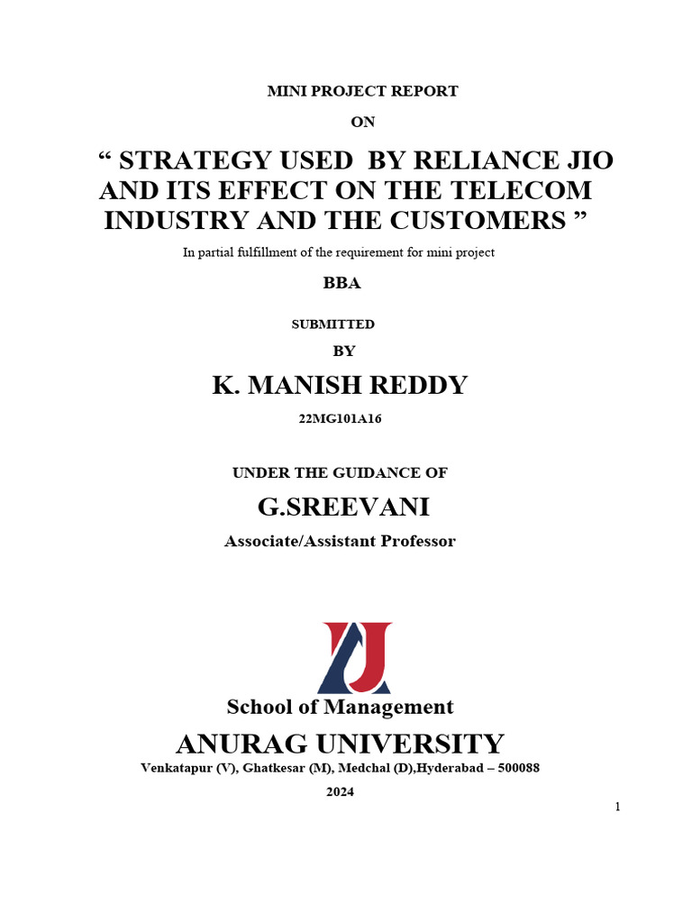 Mini Project On Reliance JIO | PDF