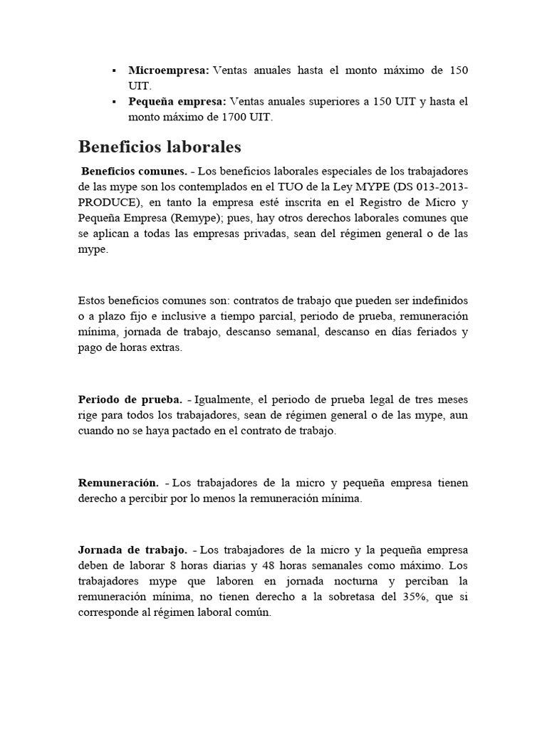 BENEFICIOS Microempresa | Descargar gratis PDF | Tiempo de trabajo ...