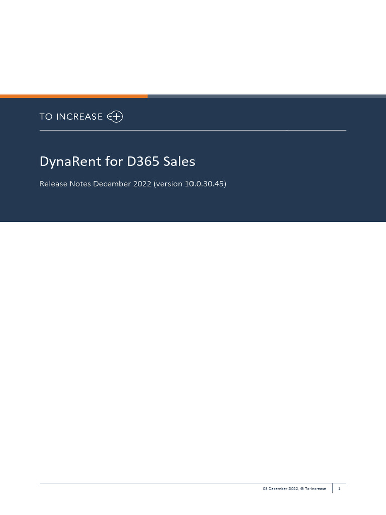 Release Notes - DynaRent For D365 Sales - 10.0.30.45 | PDF | Computer ...