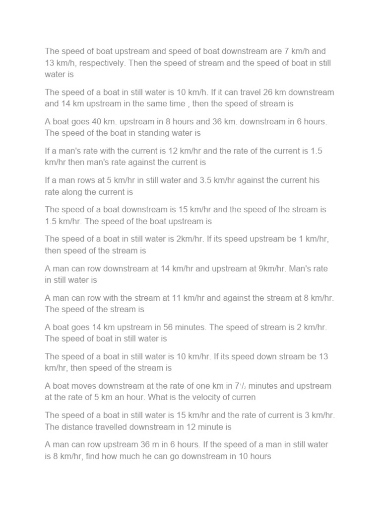 Boat and Stream | PDF | Speed | River