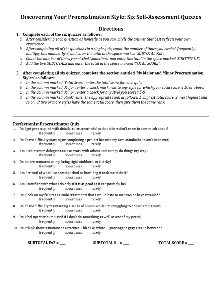 Discovering Your Procrastination Style | PDF | Procrastination ...