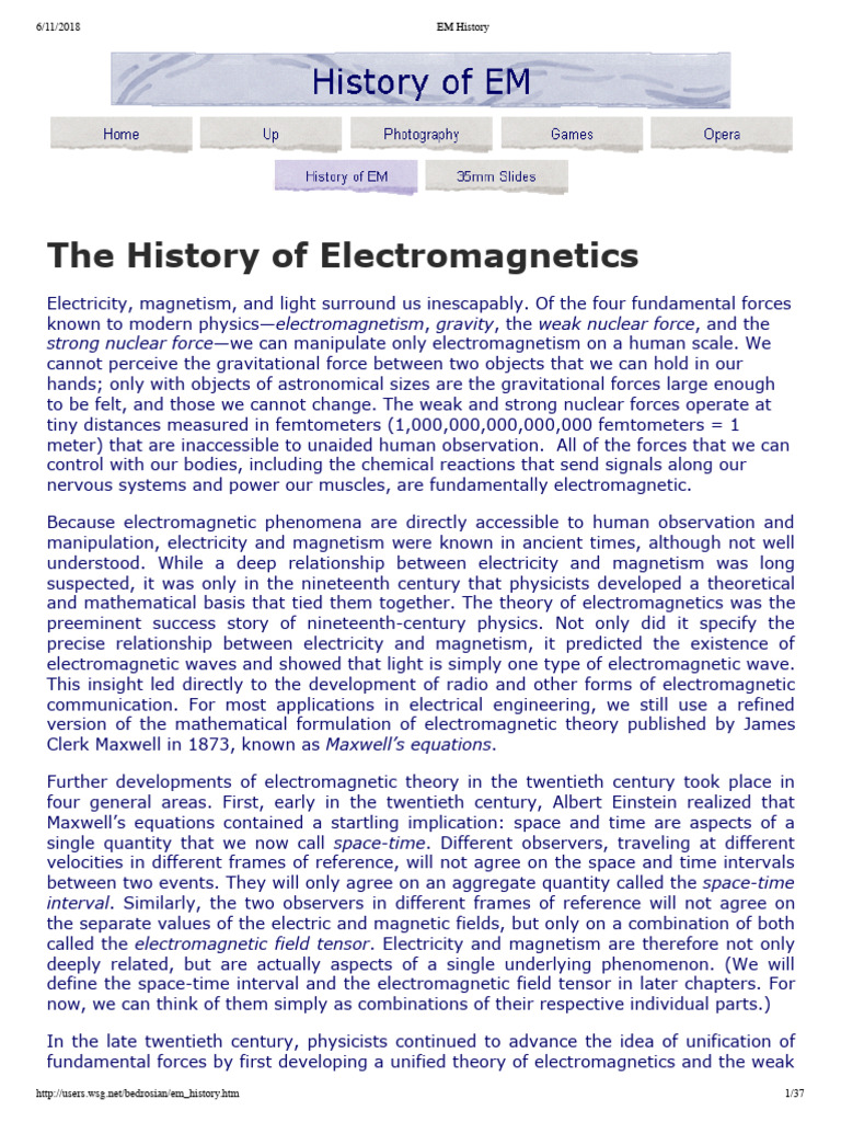 EM History | PDF | Light | Electromagnetism