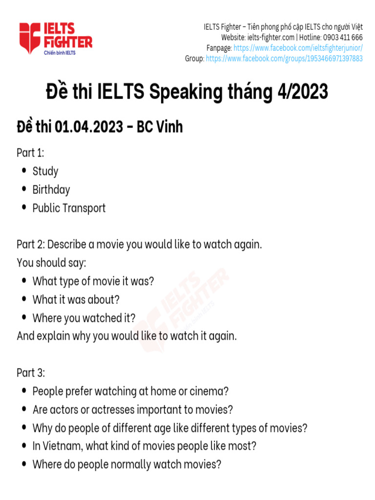 дђб ѓ Thi Speaking 4 2023 P1 Pdf