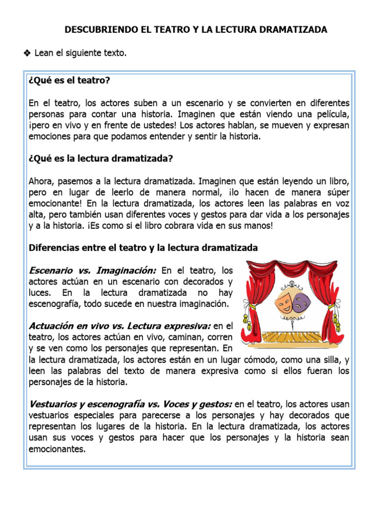 Descubriendo El Teatro y La Lectura Dramatizada | PDF | Teatro