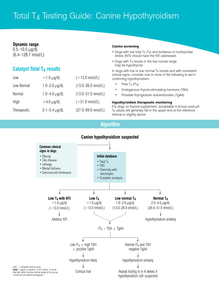 Total t4 Testing Guide Cat Unified | PDF | Hyperthyroidism | Hypothyroidism