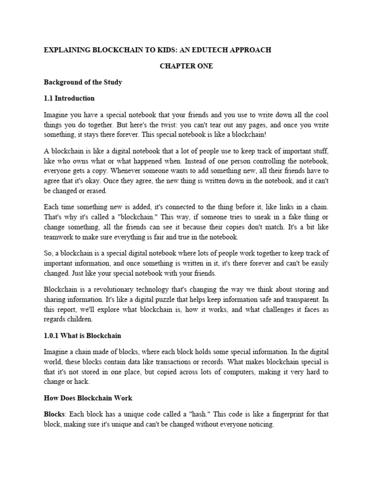 Explaining Blockchain To Kids | PDF | Cryptocurrency | Learning