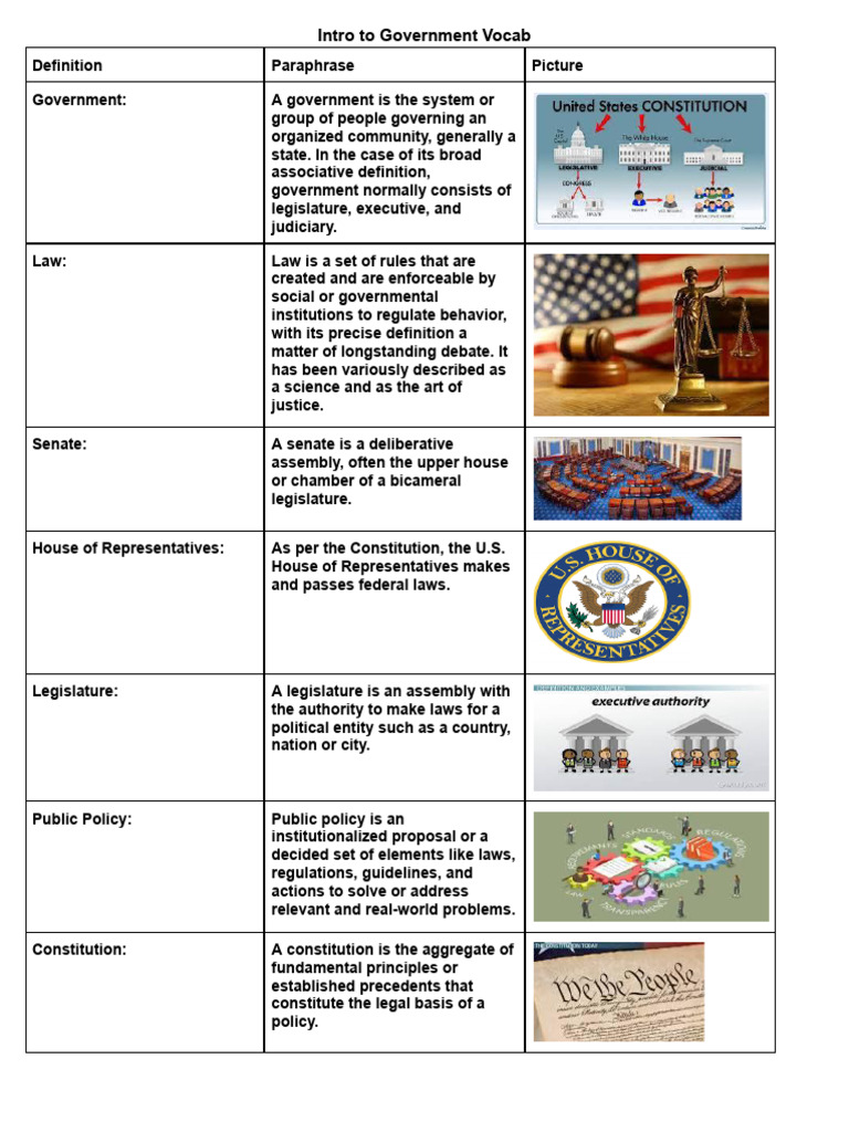 Samantha Rios - Intro To Government Vocab | PDF