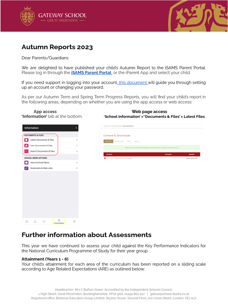 Autumn Reports 2023 Information Sheet | PDF | Curriculum | Cognition