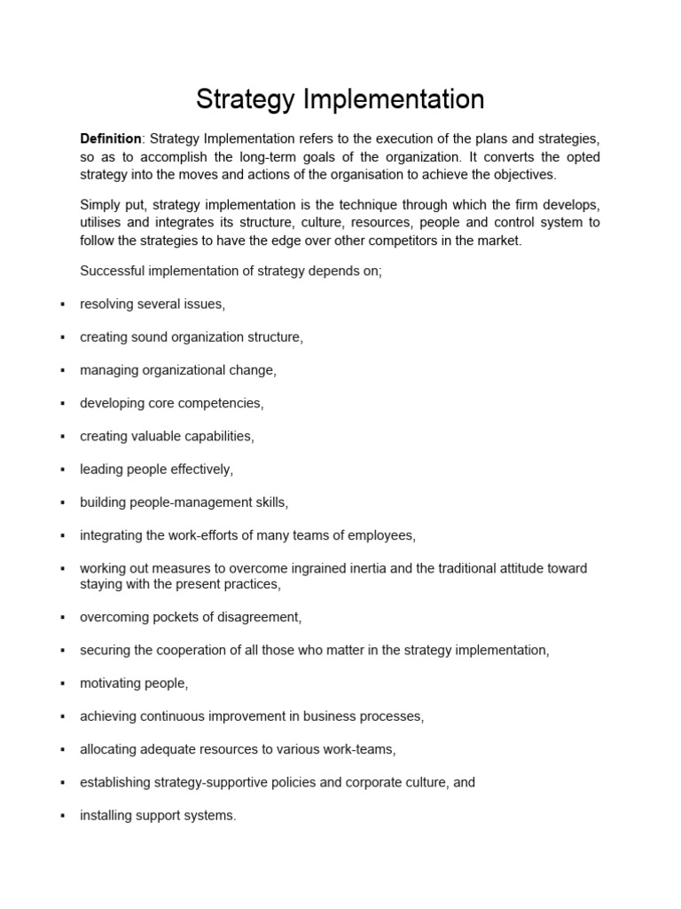 Strategy Implementation | PDF