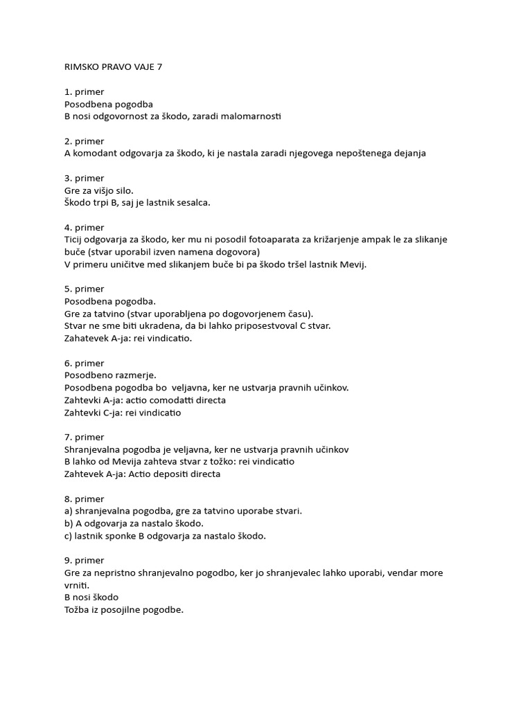 Rimsko Pravo Vaje 7 | PDF