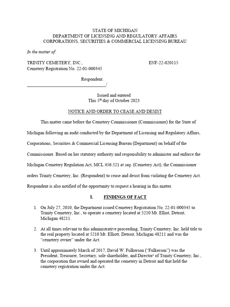 Cease Desist Order Trinity | PDF | Fine (Penalty) | Business