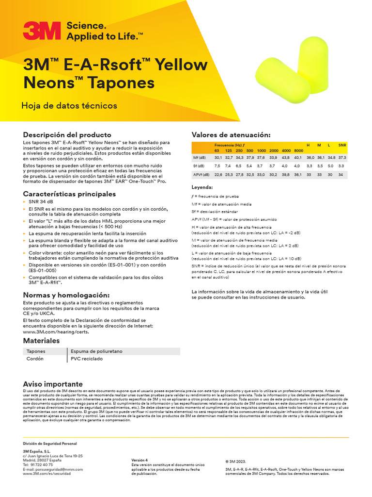 Tampones Auditivos 3m E-A-Rsoft | PDF | Tecnología