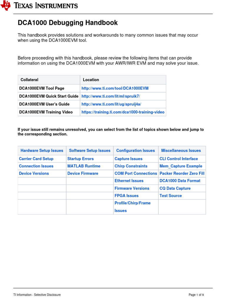 DCA1000 Debugging Handbook | PDF DCA1000 Debugging Handbook | PDF