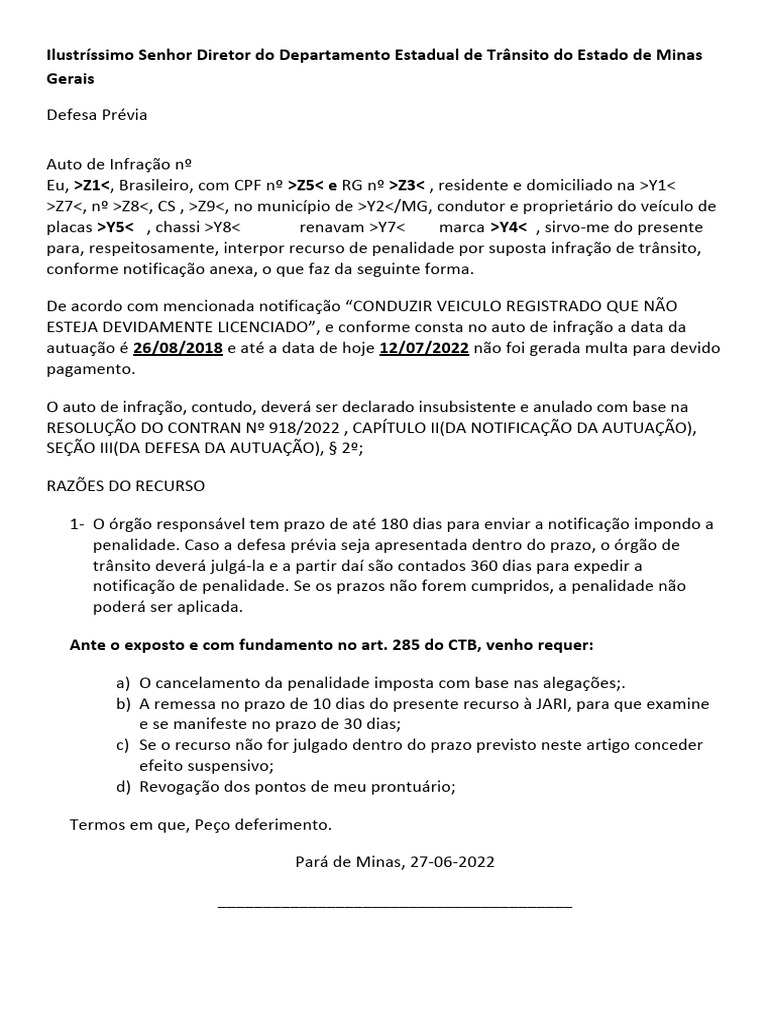 Autuacao Com Mais de 180 Dias Recurso Igor | PDF Autuacao Com Mais de 180 Dias Recurso Igor | PDF