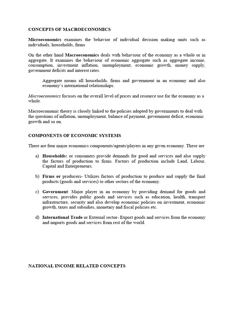 Concepts of Macroeconomics Lesson 1 | PDF | Macroeconomics | Gross Domestic Product