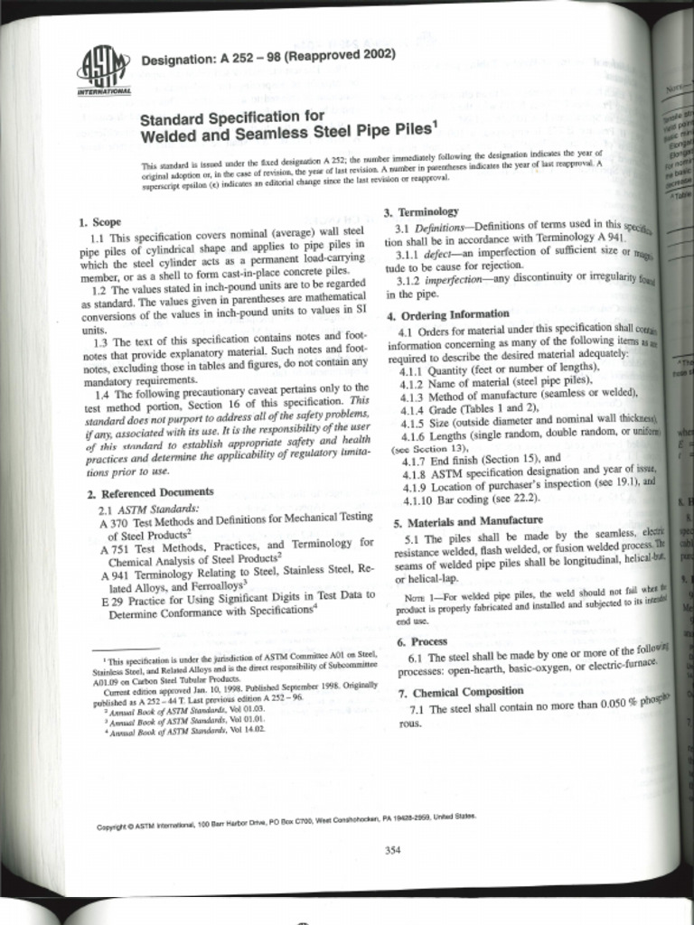 Astm A252 - 2002 | PDF