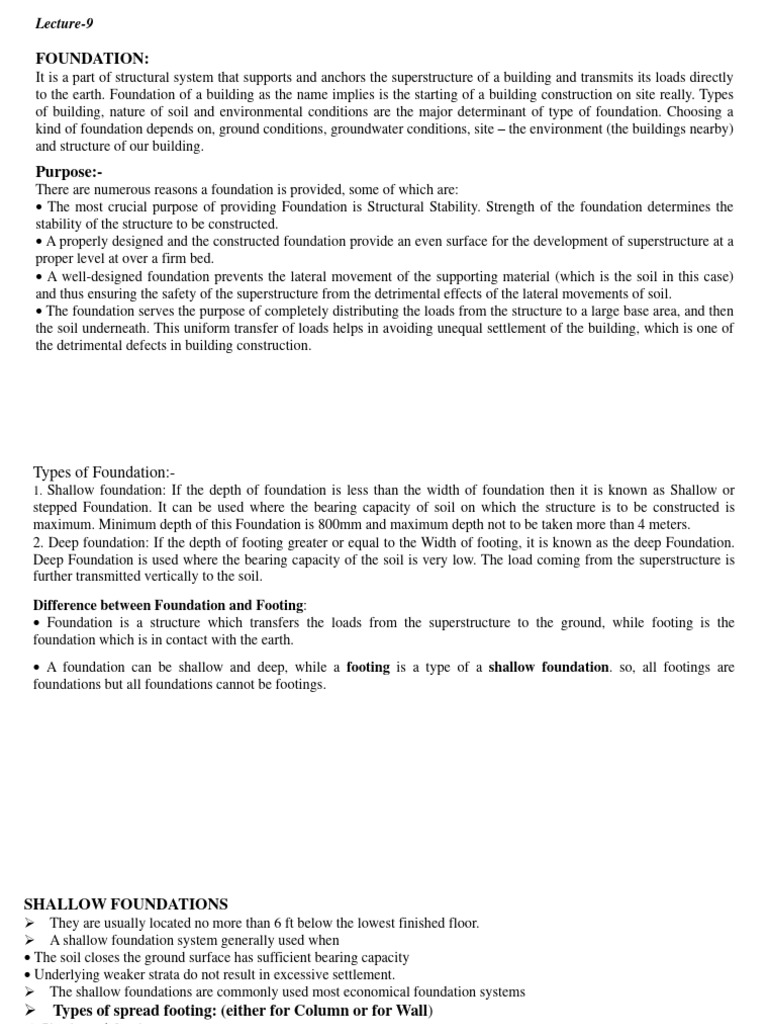 BCE Lecture 9 | PDF | Foundation (Engineering) | Deep Foundation