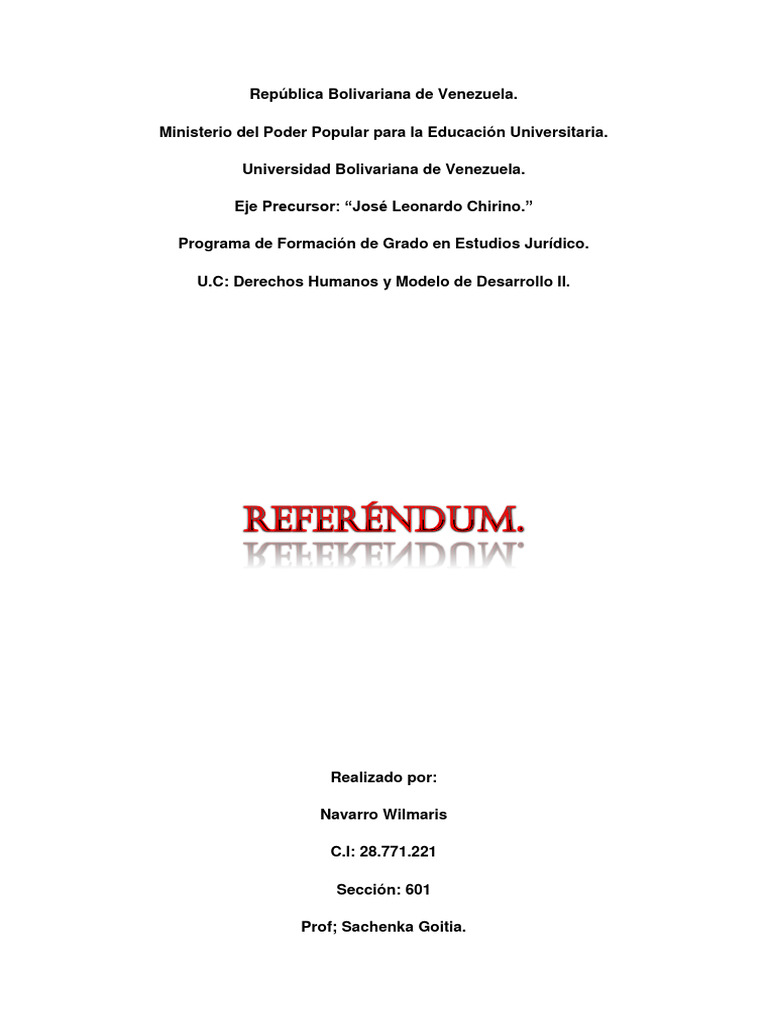 REFERENDUN - Wilmaris Navarro EJRD 601 | PDF | Venezuela | Gobierno