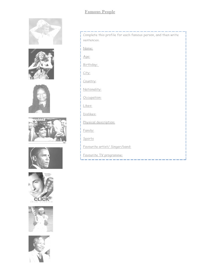 Famous People Fun Activities Games - 5917 | PDF