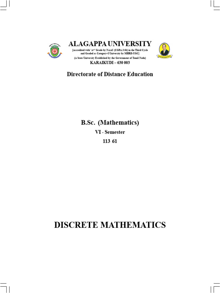 UG B.sc. Mathematics 113 61 BSc-Math Discrete Mathematics Semester VI 5069 | PDF