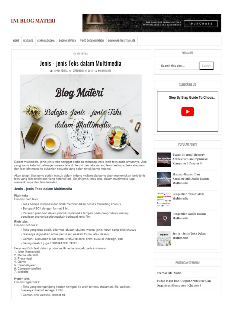 Jenis - Jenis Teks Dalam Multimedia - INI BLOG MATERI | PDF