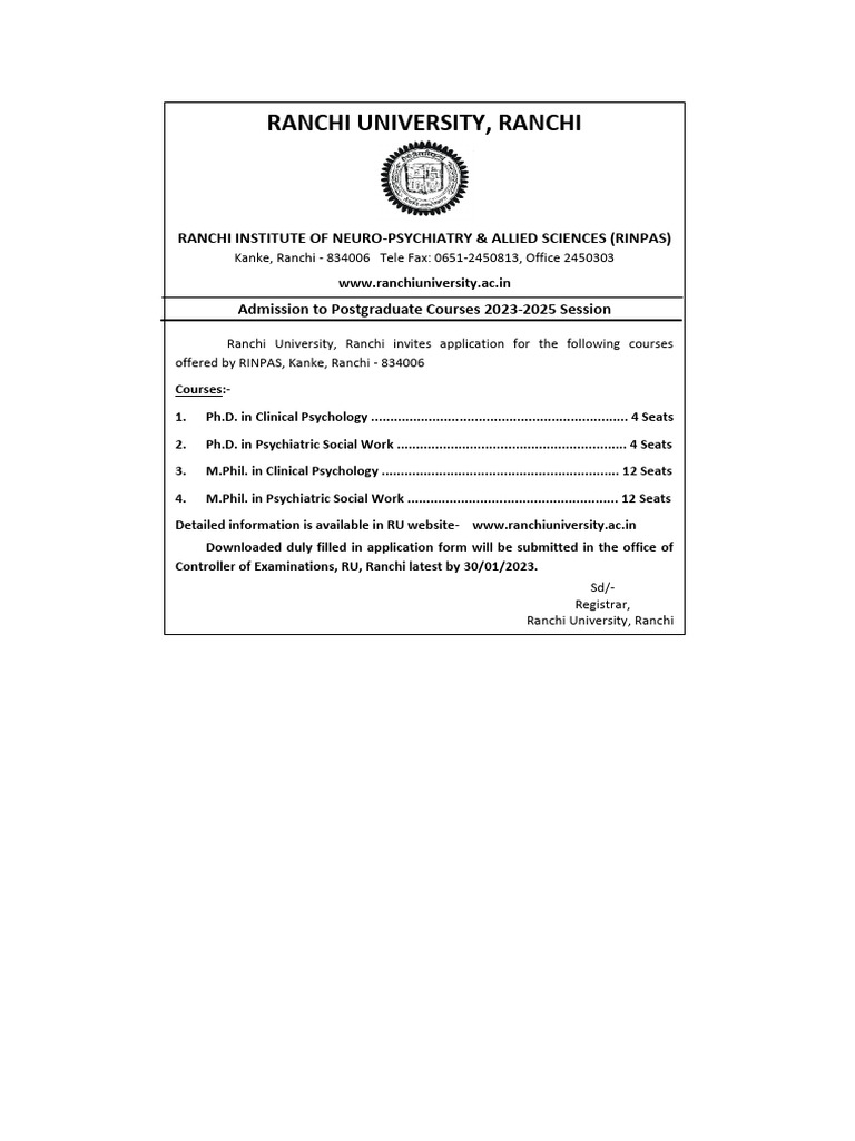 RINPAS Entrance Examination Press Advertisment 2023 2025 | PDF