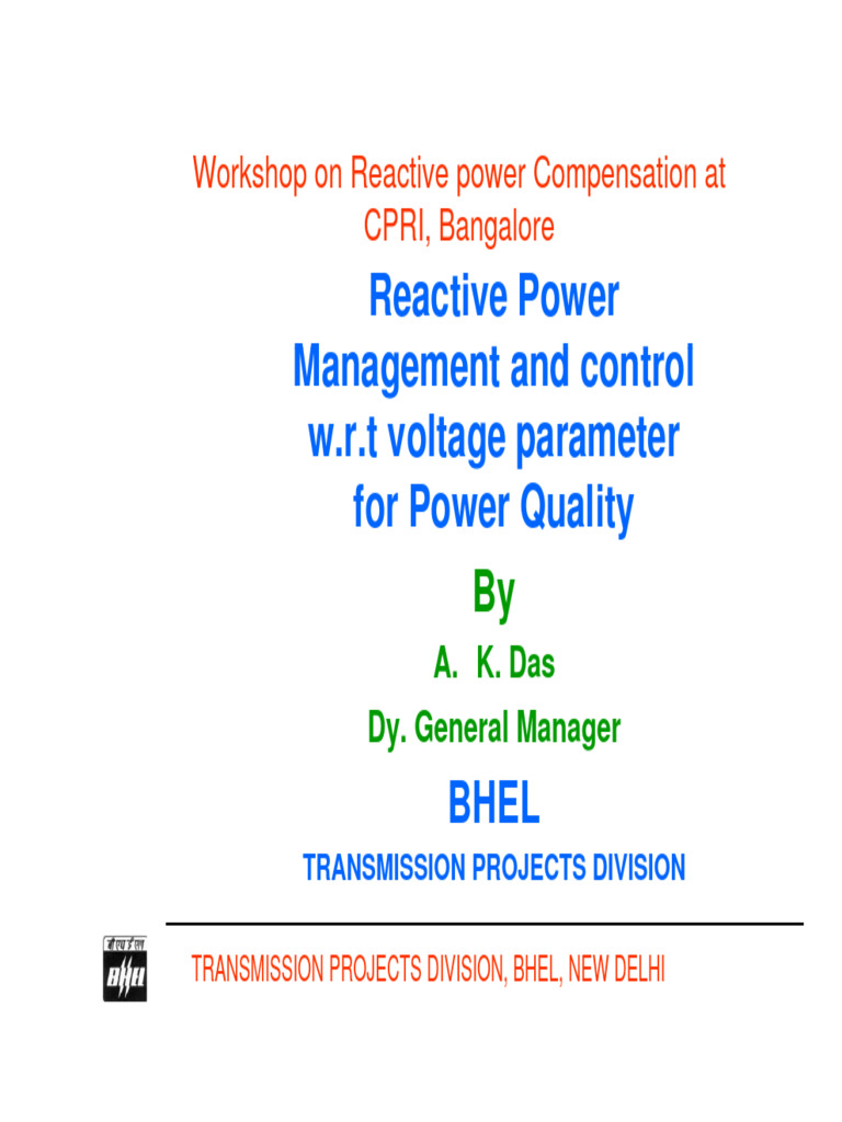 Reactive Power Compensation in Power Transmission & Distribution System | Download Free PDF ...
