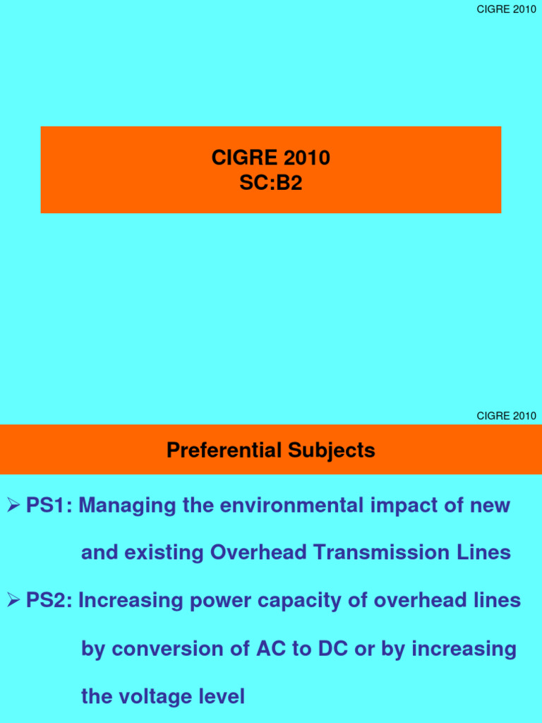 Cigre 2010 SC:B2 | PDF