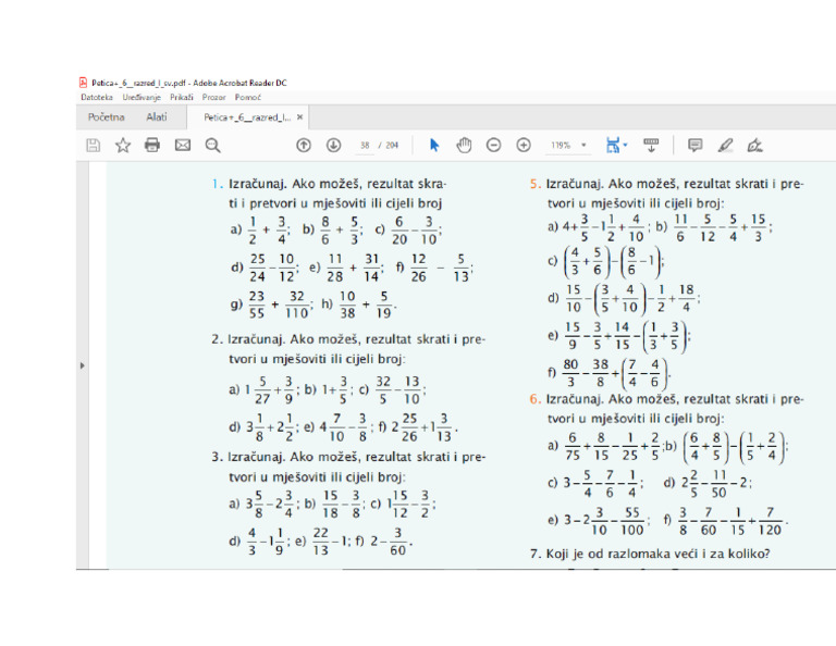 Sabiranje I Oduzimanje Razlomaka 3 | PDF