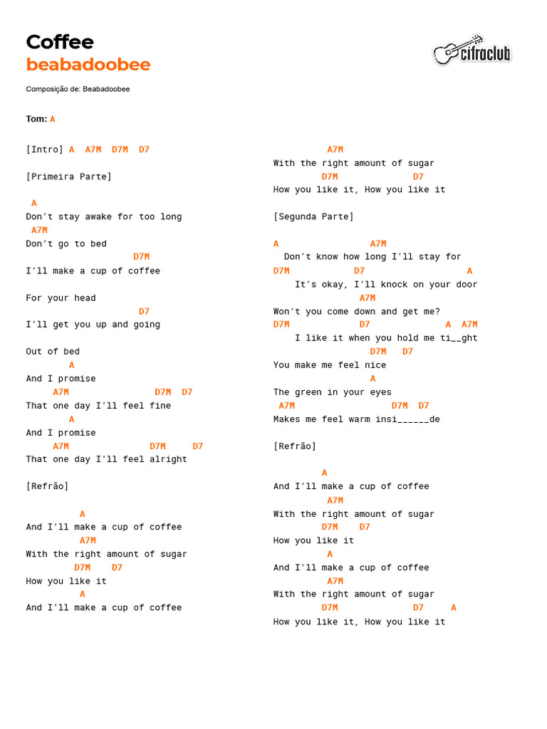 Cifra Club - Beabadoobee - Coffee | PDF | Food Industry