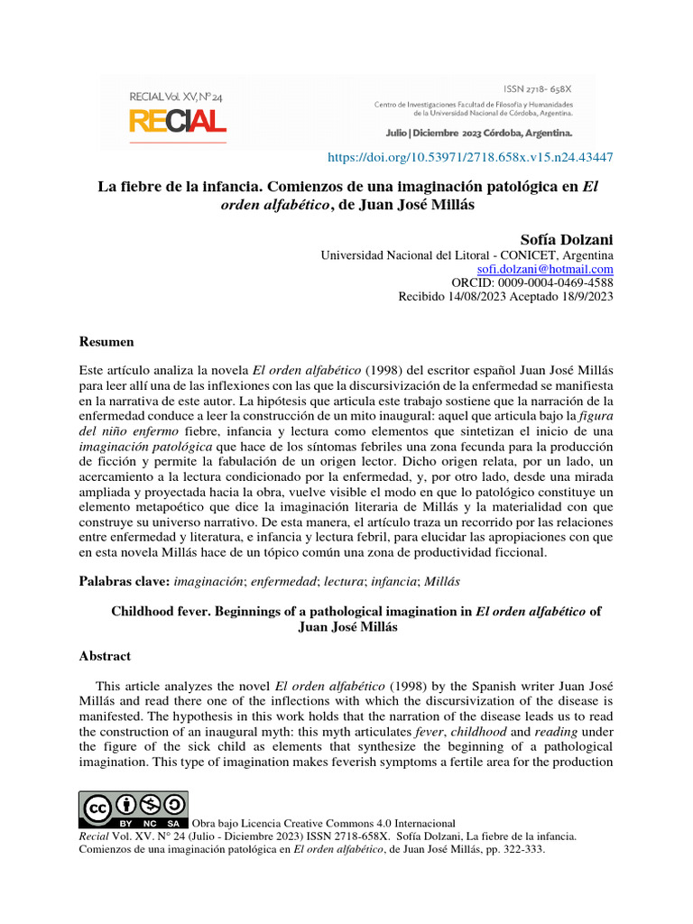 La Fiebre de La Infancia. Comienzos de Una Imaginación Patológica en El ...