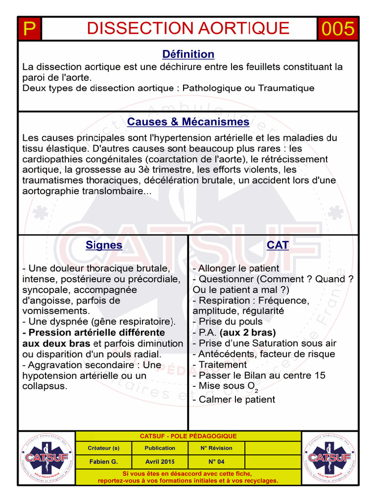 Dissection Aortique - CAT 1 | PDF