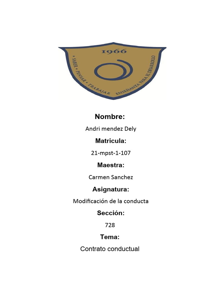 Contrato Conductual: Definición y Componentes | PDF | Comportamiento ...