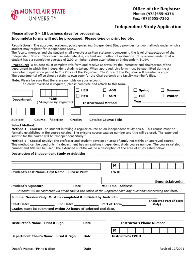 Independent Study Revised 12.20.21 | PDF | Career & Growth | Business