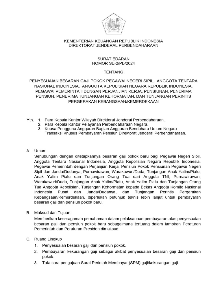 Penyesuaian Besaran Gaji Pokok Pegawai Negeri Sipil Anggota Tentara