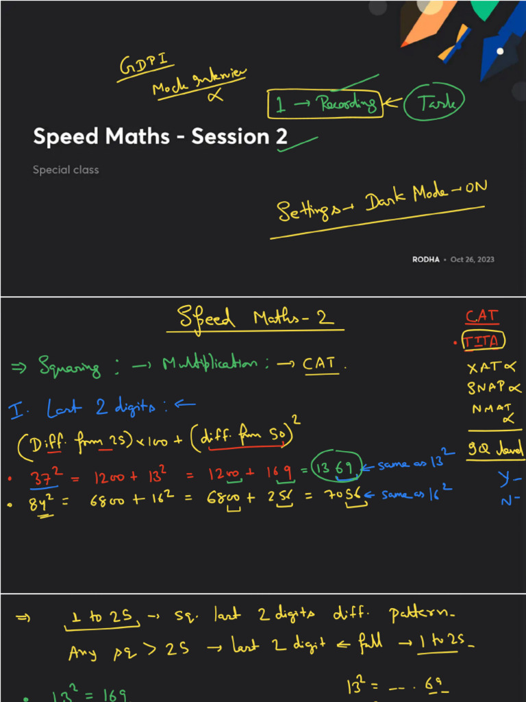 Speed Maths Session 2 With Anno | PDF