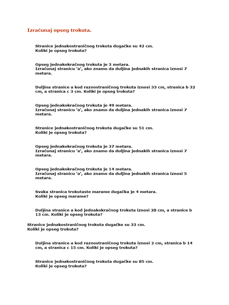 Izračunaj Opseg Trokuta | PDF