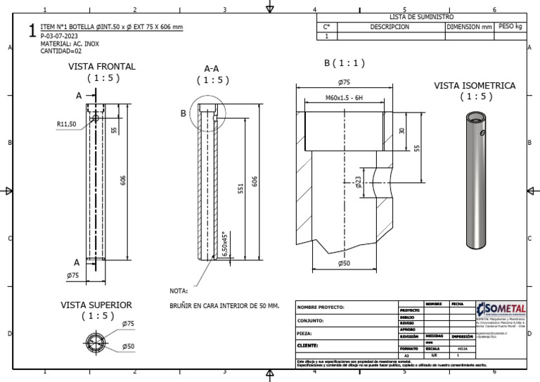 Planos Cilindro | PDF | Dibujo técnico