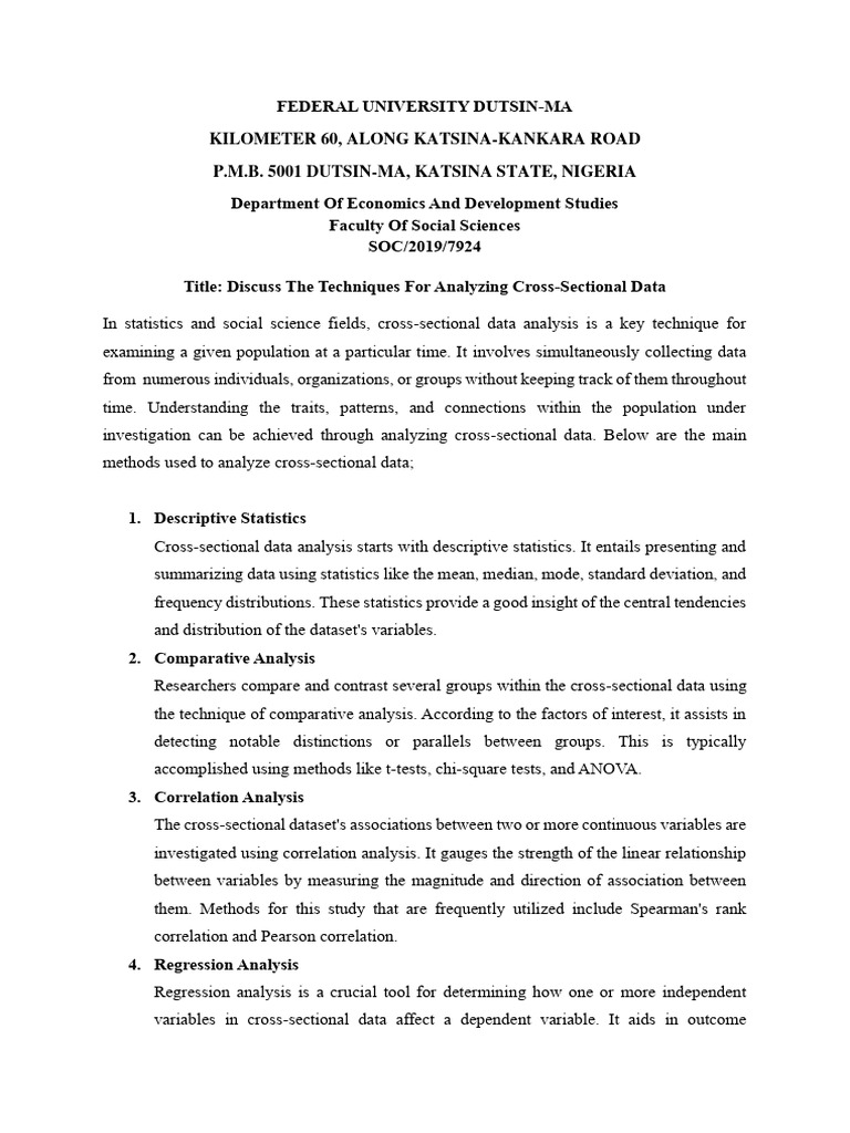 Cross Sectional Analysis | PDF | Self-Improvement | Science & Mathematics